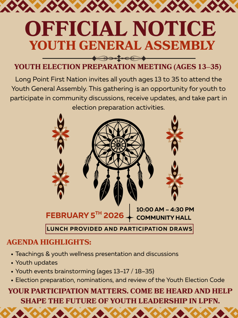 Notice of Date Change: LPFN Youth General Assembly | News | Long Point ...